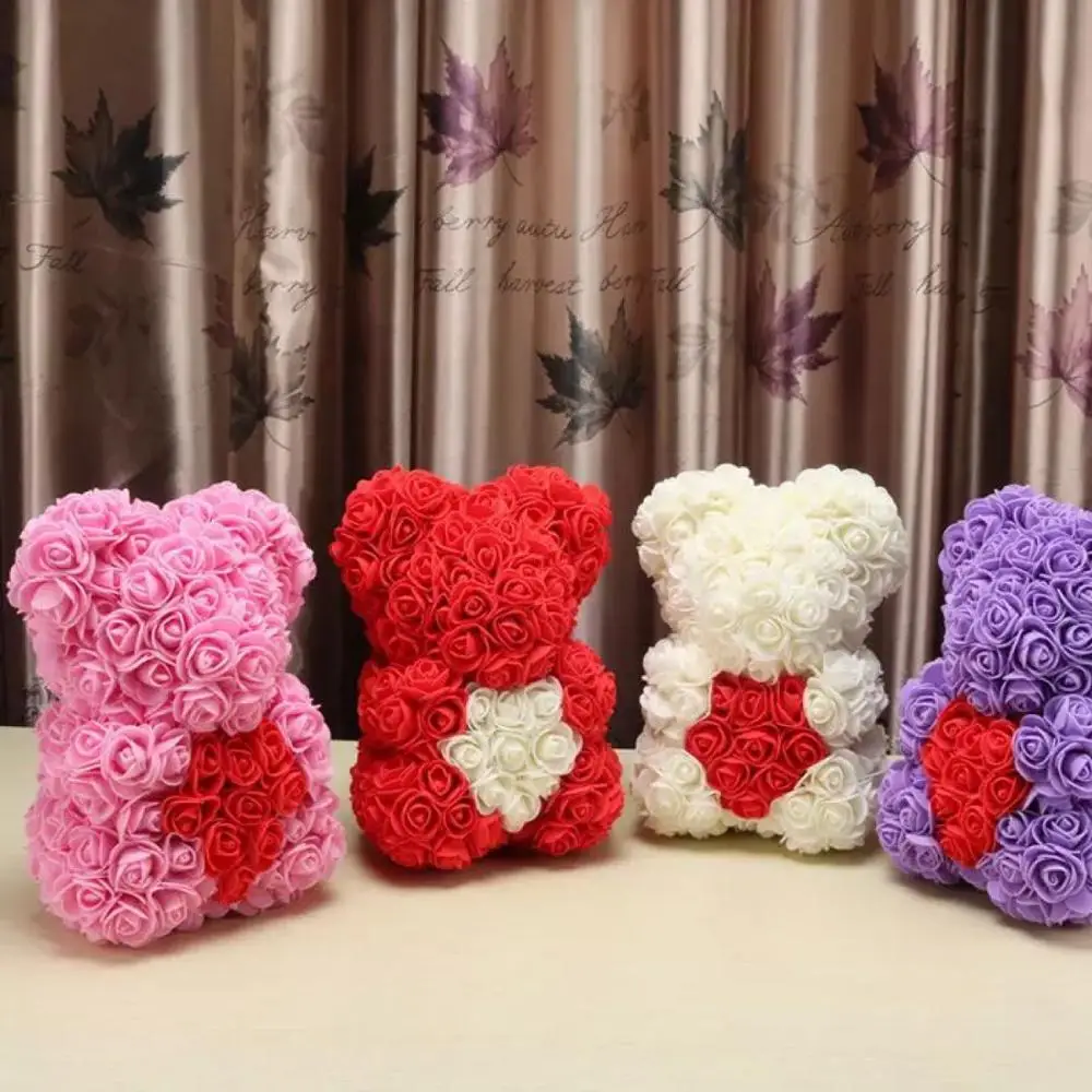 Cute-Teddy-Rose-Bear-Artificial-PE-Rose-Flower-Bear-Girlfriend-Wife ...