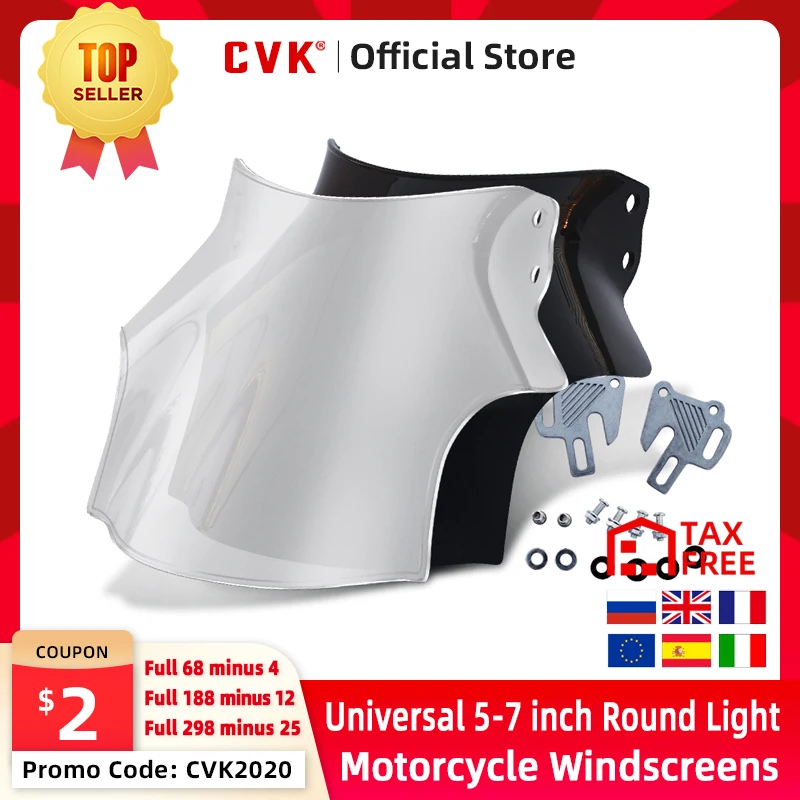 CVK Universal Motorcycle 5 7inch Round Lights Windshield Street Bike ...