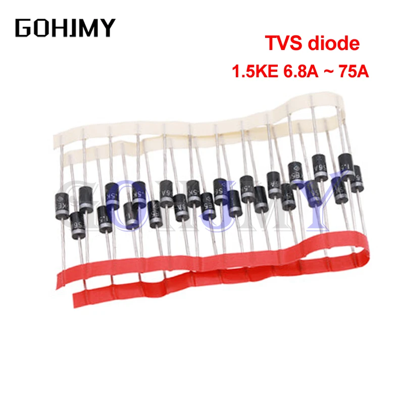 10PCS TVS DIODE 1.5KE6.8A 1.5KE12A 1.5KE15A 1.5KE18A 1.5KE20A 1.5KE24A 1.5KE27A 1.5KE30A 30A 24A ...