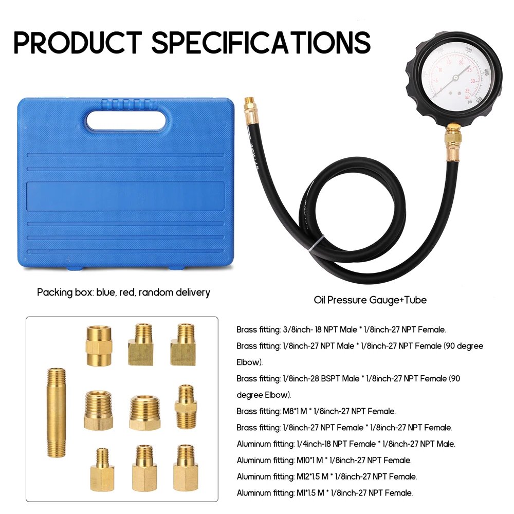 Oil Pressure Guage 500PSI Automatic Engine Oil Pressure Test Kit TU-11A ...