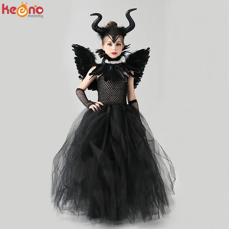 Disguise Girls Deluxe Black Devil Gown Halloween Costume Gothic Dark ...