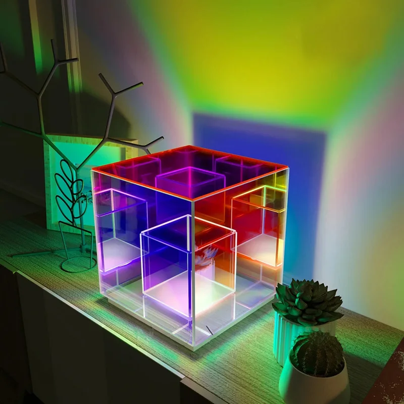 decoration cube night light rgb corlorful atmosphere acrylic magic cube ...
