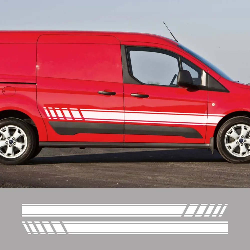 2Pcs-Car-Door-Side-Stickers-For-Ford-Transit-Connect-Camper-Van-Line ...