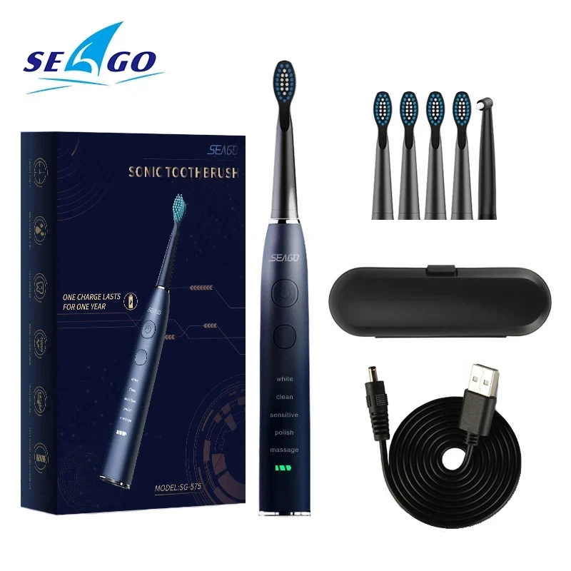 Seago Electric Toothbrush Adult USB Fast Charge Waterproof Rechargeable Sonic Automatic Tooth ...