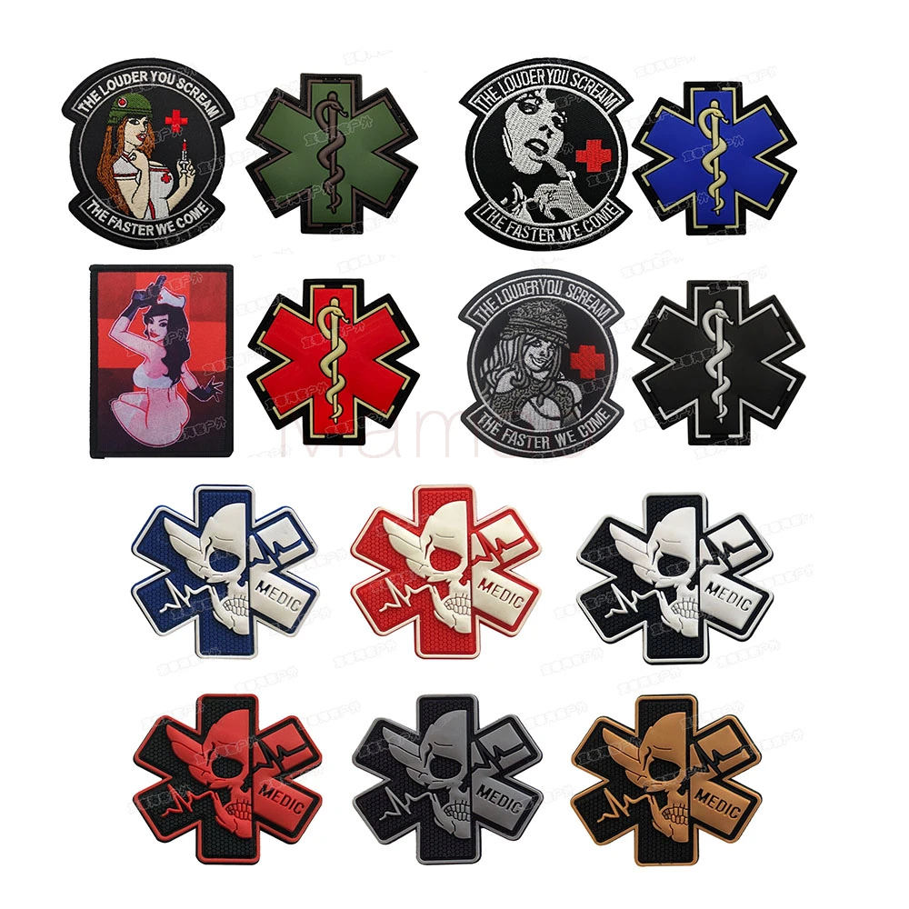 3D Rubber Medical Rescue Patches Medic PVC Paramedic Tactical Badge Doctor Cross Emergency ...
