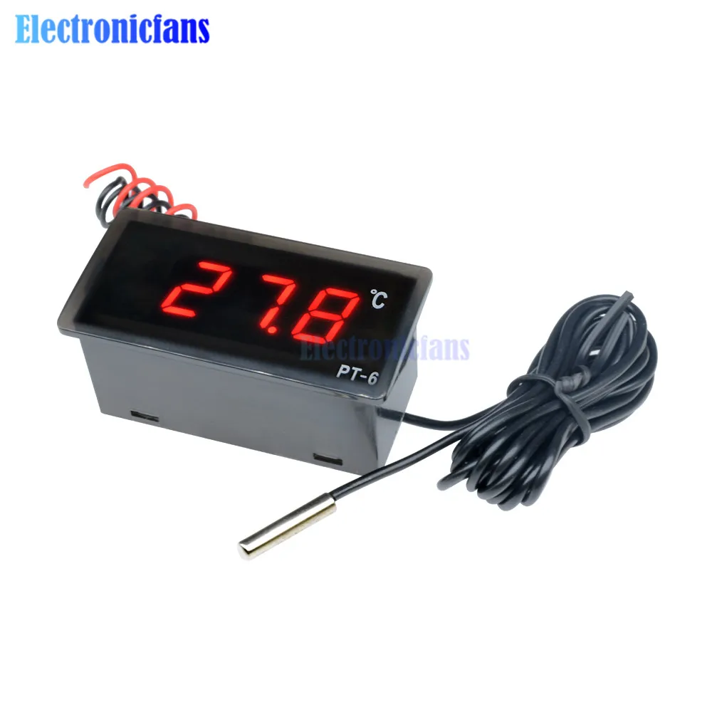 PT-6 Digital Car Thermometer DC 12V/AC 220V Indoor Outdoor Temperature ...
