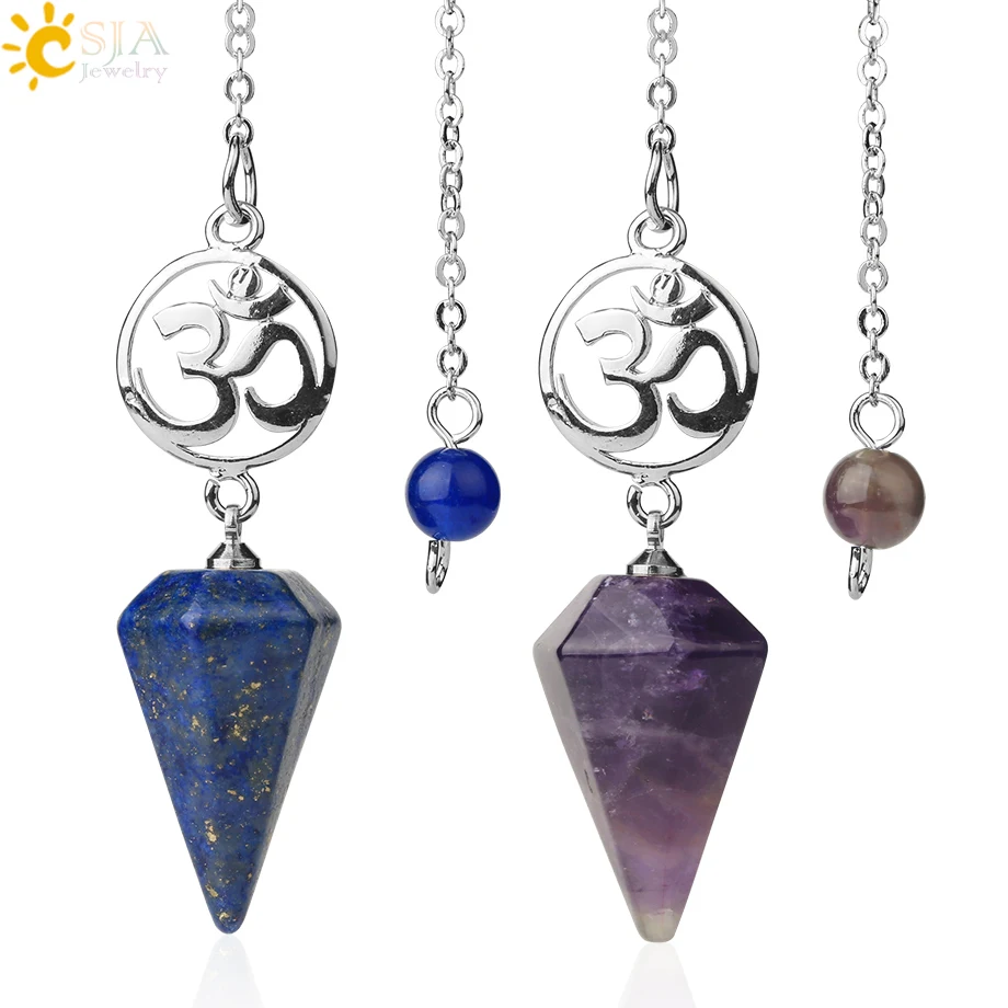 CSJA Natural Stone Crystal Pendulum for Dowsing Spiritual Pendulums ...