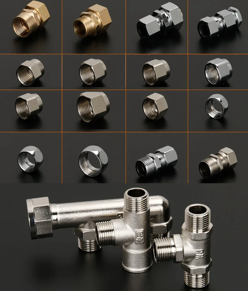 2Pcs-Lot-Solid-Brass-1-2-Gas-Pipe-Hose-Fittings-Nut-Male-Female-Thread ...