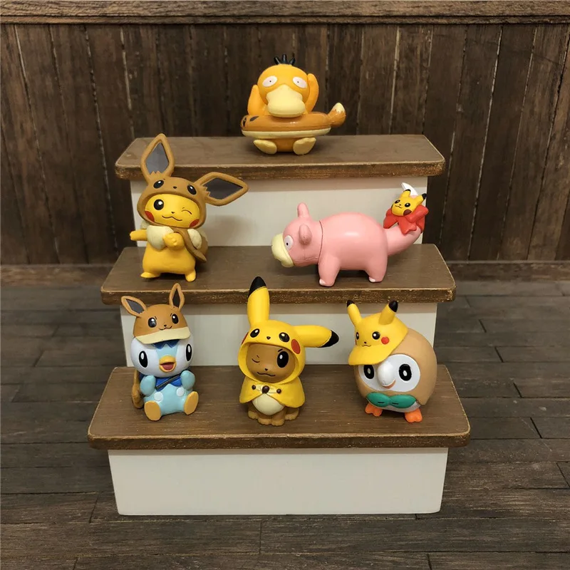 6Pcs/Set Pokemon Monster Anime Figure Capsule Toy Egg Dolls Pikachu ...