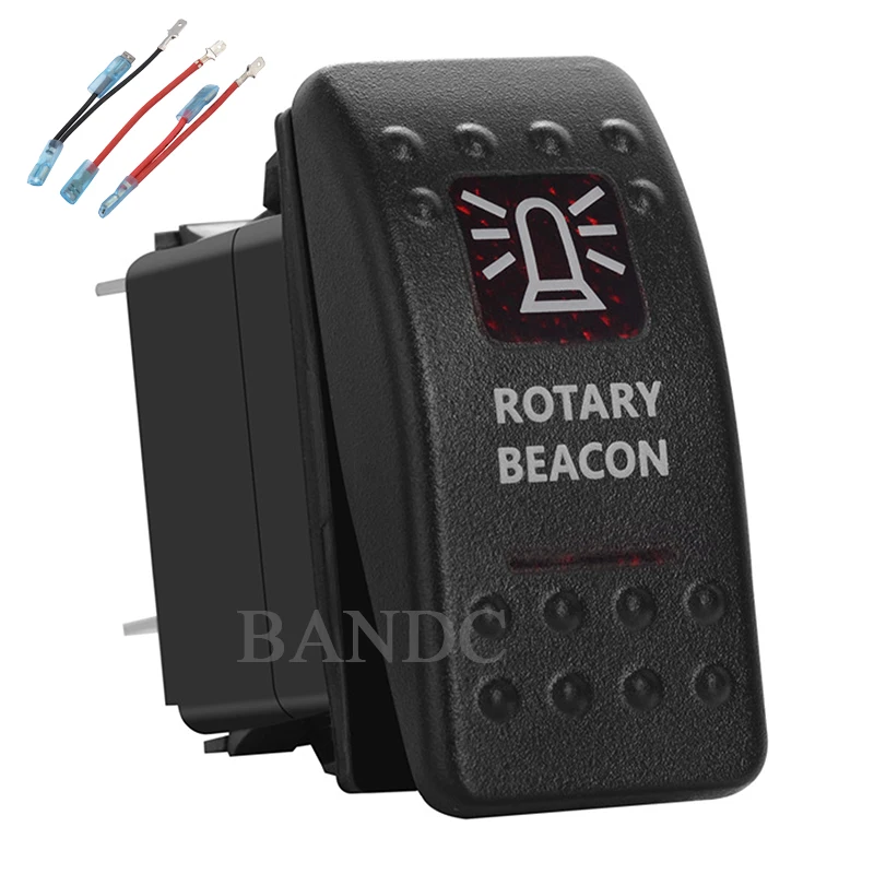 ROTARY-BEACON-Rocker-Switch-5-Pins-On-Off-SPST-Dual-Red-Led-for-Car ...