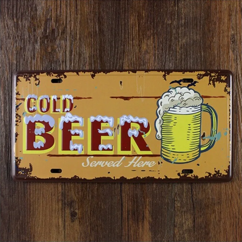 15x30cm Cold Beer Served Vintage Metal Tin Signs Beer Decor Retro Bar ...