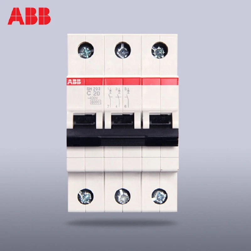 Disjuntor miniatura abb, sh203, 3p, tipo c, 1a, 2a, 3a, 4a, 6a, 10a, 16a, 20a, 25a, 32a, 40a ...