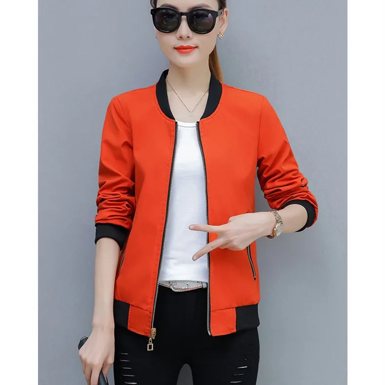 Autumn Wear On Both Sides Short Jacket Women Causal Zipper Baseball ...