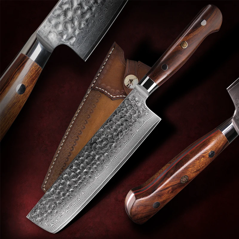 Fzizuo 6.9 "completa tang vg10 aço damasco nakiri faca de cozinha ...