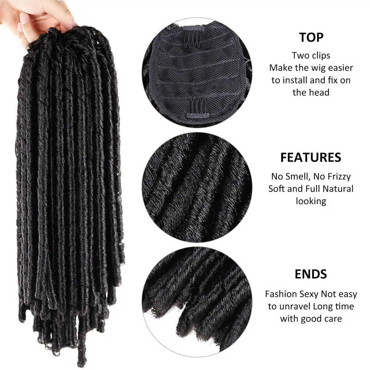 Synthetic Faux Locs Crochet Braids Dreadlocks Ponytail Hair Extension ...