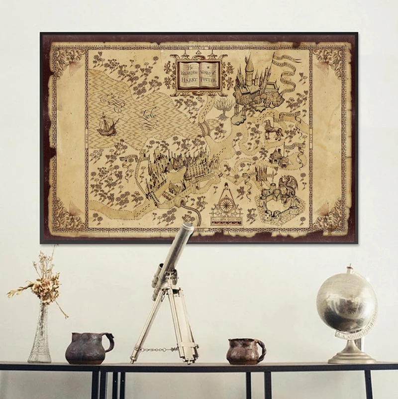 Magic World Hufflepuff Castle Map Poster The Marauders Map Canvas ...