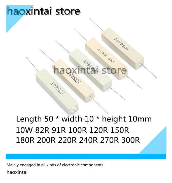 10PCS 10W ceramic cement resistance 82R 91R 100R 120R 150R 180R 200R ...