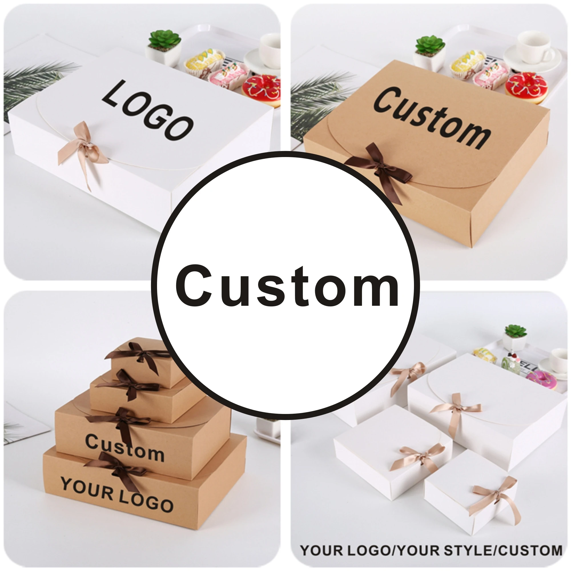 Stobag Custom Paper Box Your Style Logo Print On The Kraft White Paper ...