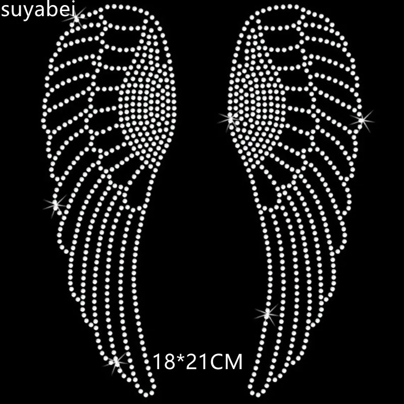 Angel Wings Iron On bling tansferhot fix rhinestone transfer motifs ...
