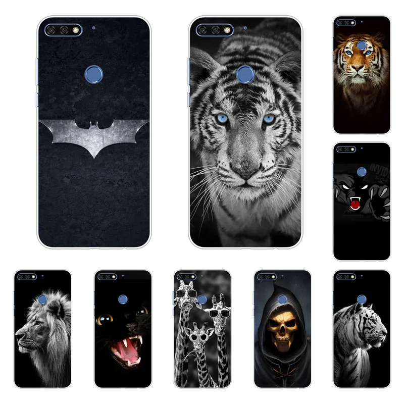 huawei honor 7C Case,Silicon Fierce animals Painting Soft TPU Back ...