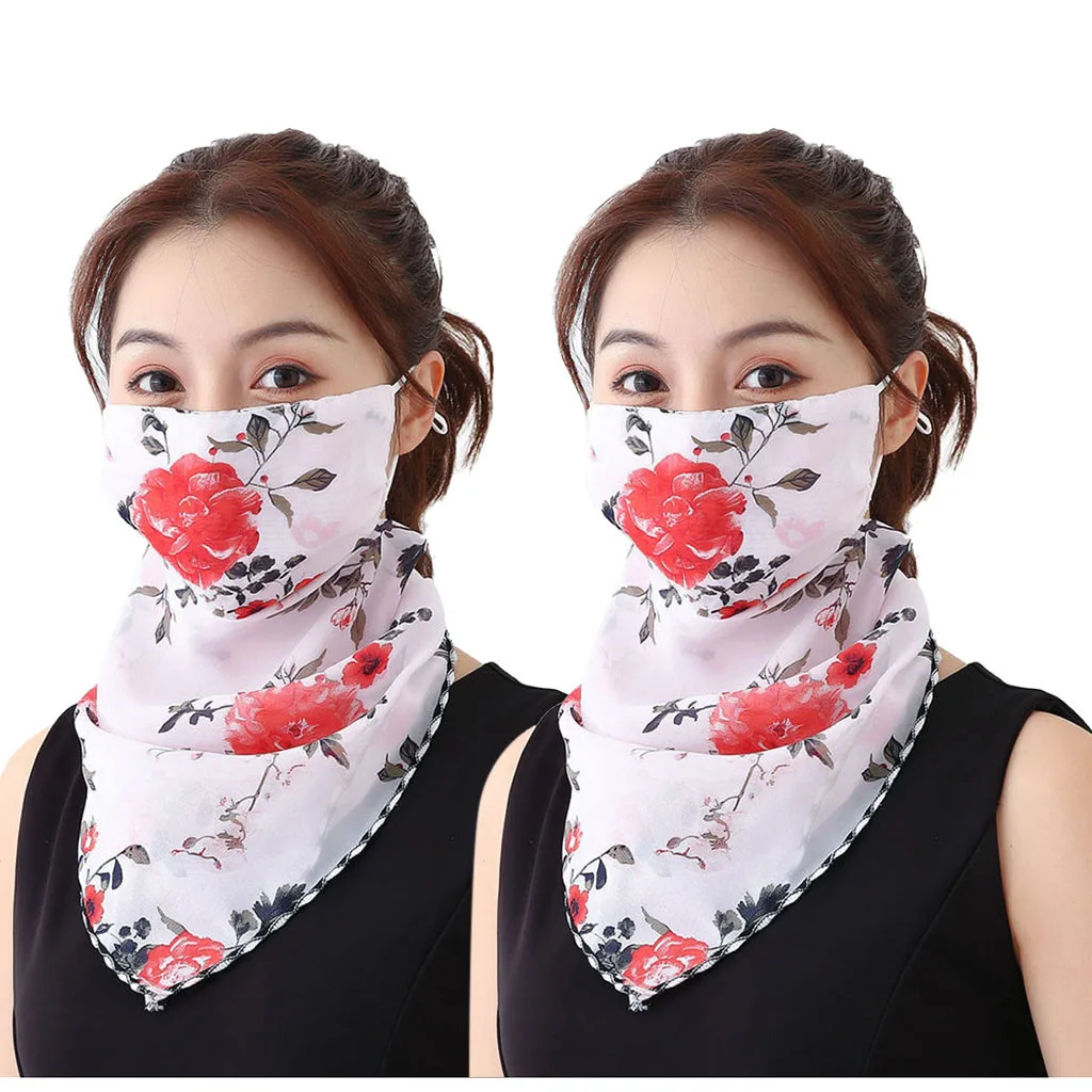 Sun Protection Mask Scarf Silk Neck Scarf （2Pcs） - Worth Buy Store