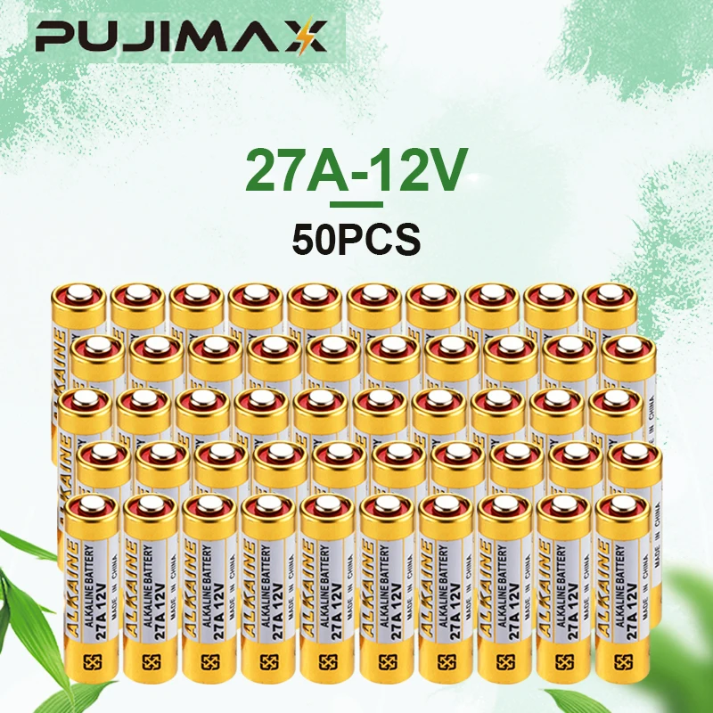 PUJIMAX-27A-Alkaline-Battery-50Pcs-12V-A27-L828-Batteries-for-Lighters-Remote-Car-Keys-Doorbell ...