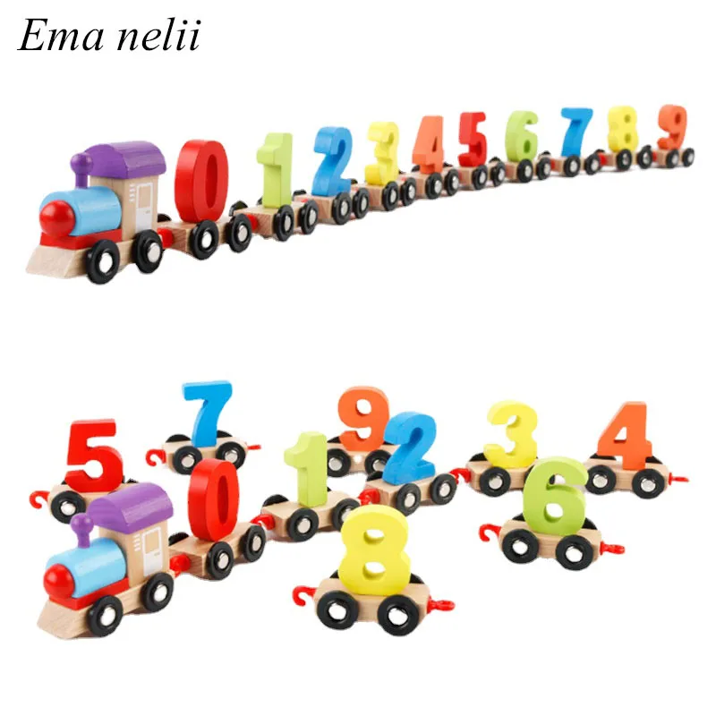 Kids Colorful Digital Train Wooden Blocks Baby Montessori Educational ...