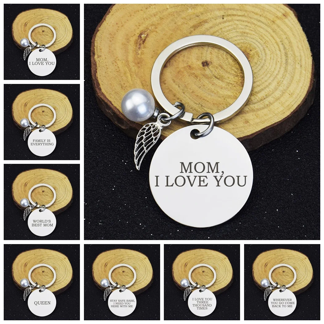 I Love You Mom Keychain Daughter Mother Love Keychains Fashion Engraved ...