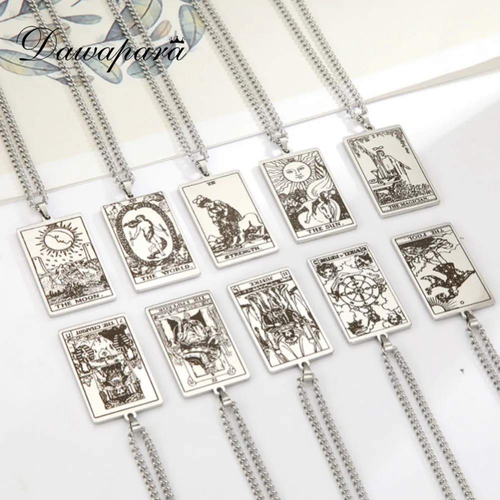 Tarot Cards Esotericism Necklace Aesthetic Stainless Steel Jewelry ...