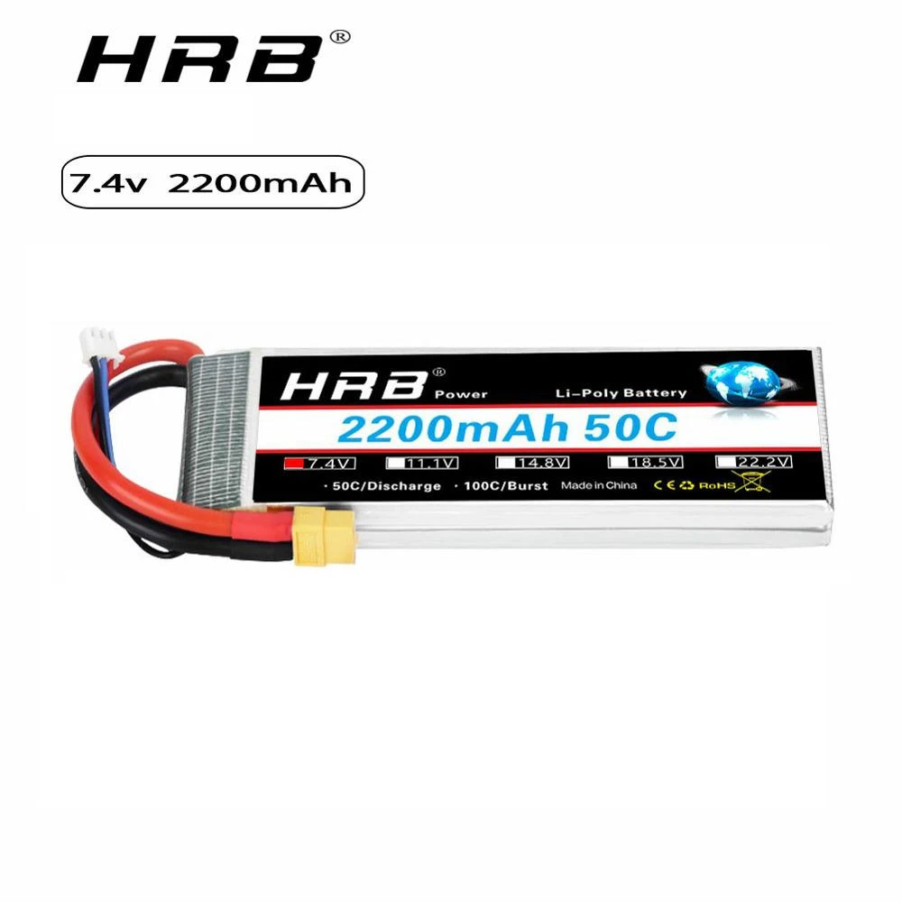 Hrb 2s 7.4v 2200mah Lipo Battery 50c For Rc Drone Frame Remote Control Fpv Quadcopter Boat ...