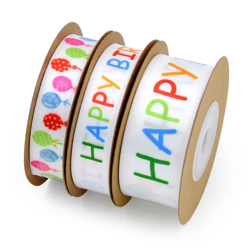 Hot sale 10 20yards printed balloon happy birthday ribbon DIY tapes ...
