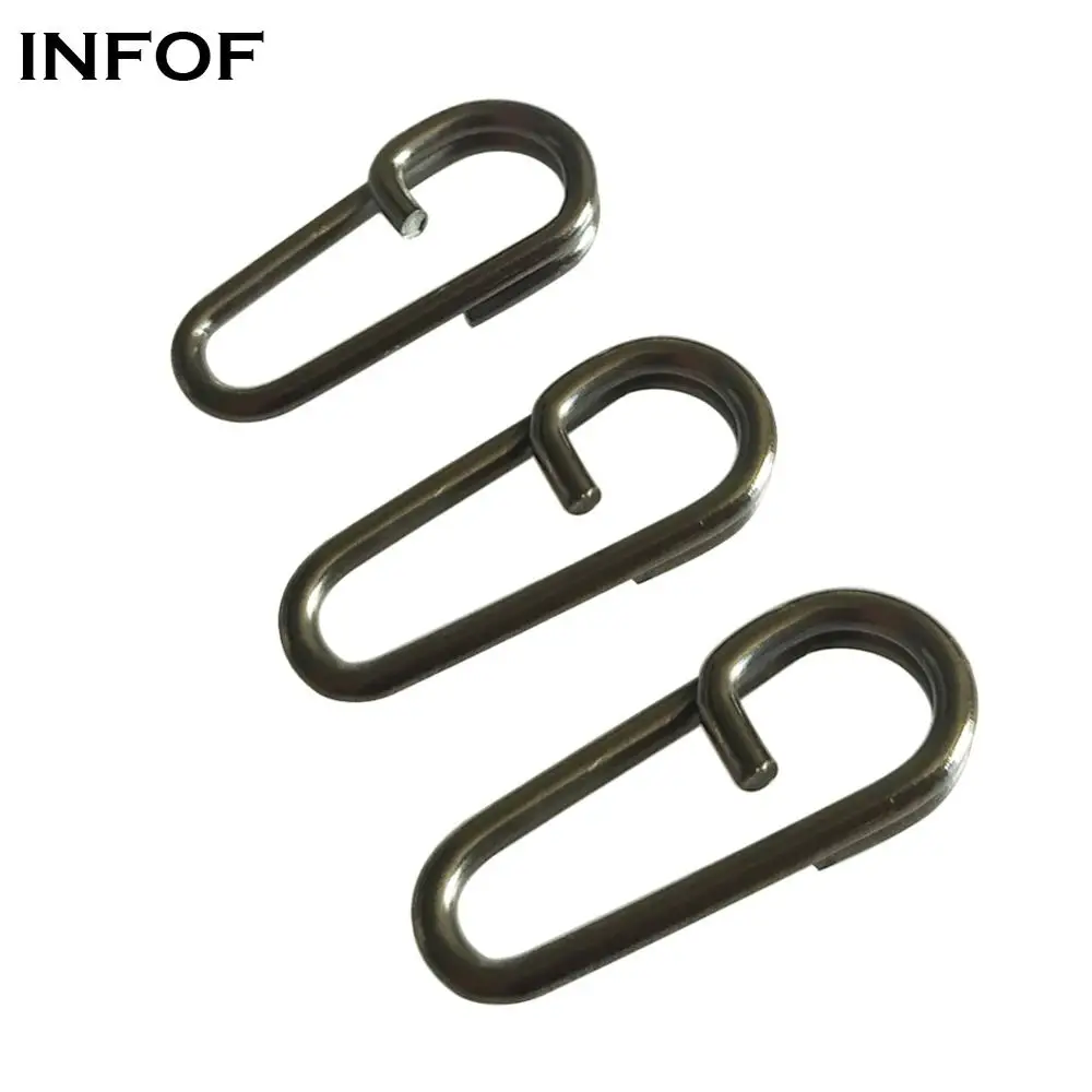 50pcs-Black-Fishing-Swivels-Stainless-Steel-Fishing-Snap-Clip-Swivel-Hook-Bent-Head-Oval-Split ...