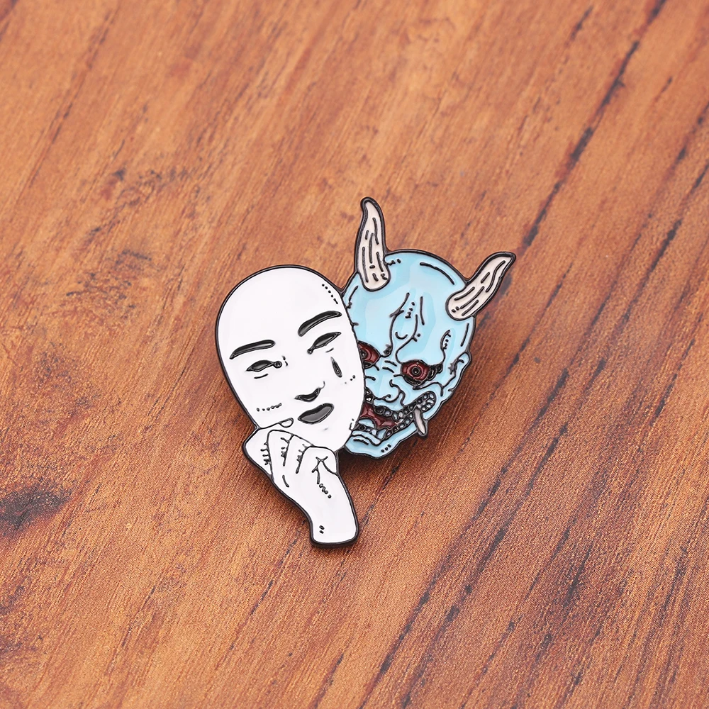Horror Demon Woman Pin Devil Mask Brooch Japanese Culture Inspired ...