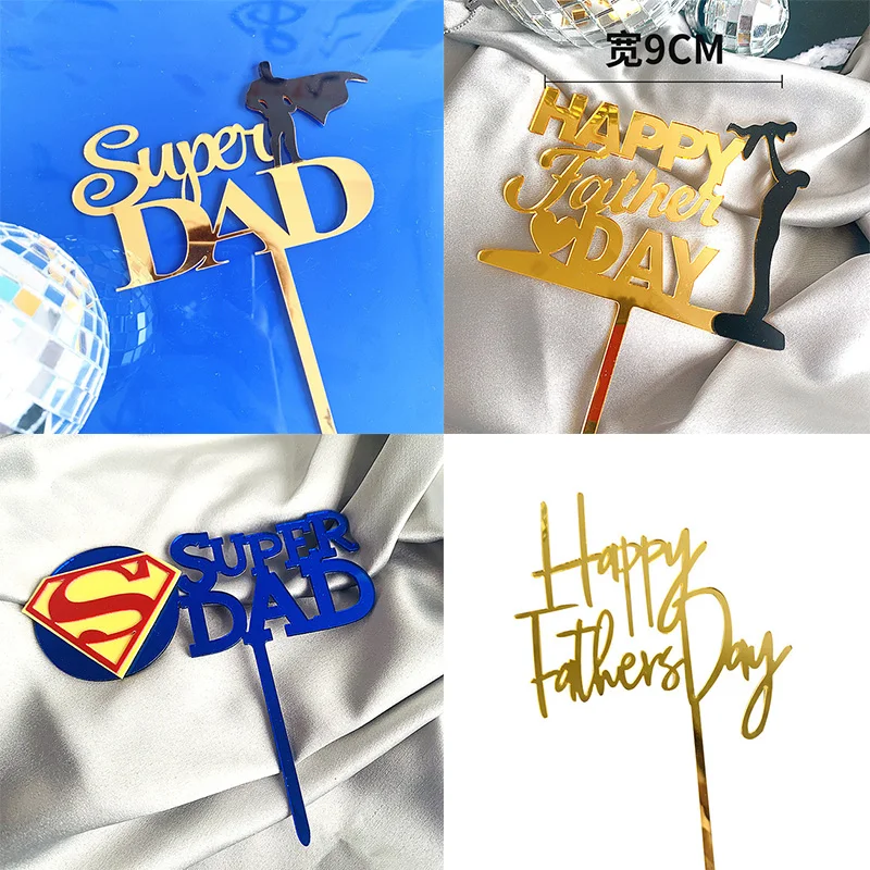 Best Dad Acrylic Happy Birthday Cake Topper Gold Super Father Birthday ...