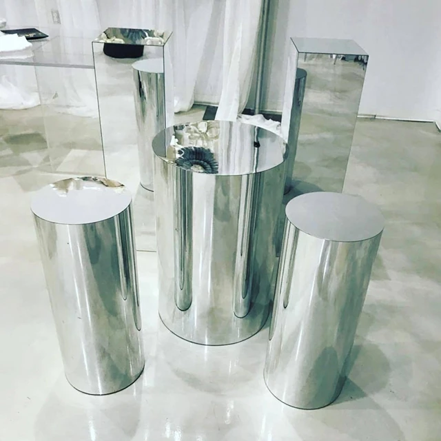 5pcs）display Table Dessert Stand Party Metal Round Cylinder Plinths ...