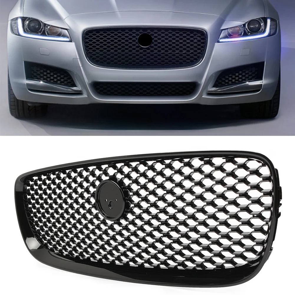 Gloss Black Car Front Radiator Upper Grille Mesh Grill ABS Exterior ...