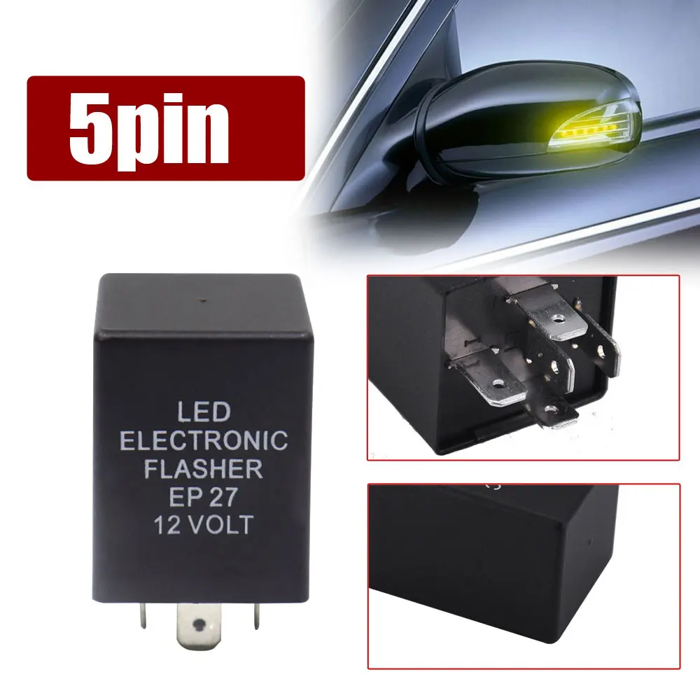Black 5 Pin EP27 FL27 Electronic LED Flasher Relay for Turn Signal ...