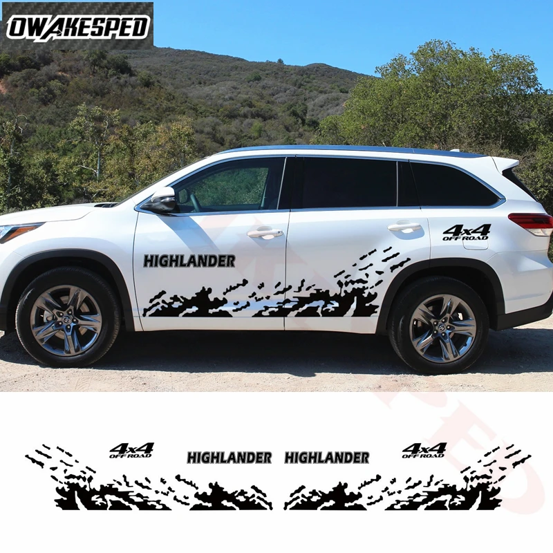 Splashน้ำGrahpicsสติกเกอร์สำหรับ Toyota Highlander Bodyประตูด้านข้าง ...