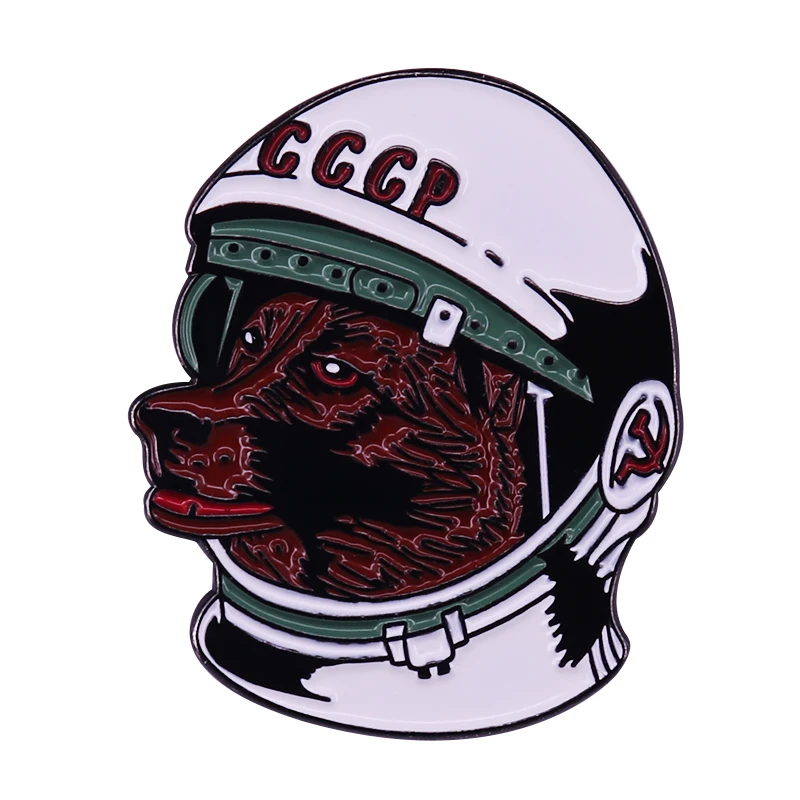 Soviet Laika The Space Dog enamel pin CCCP Astronaut badge