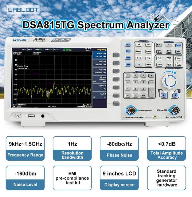 LABLOOT DSA815-TG 1.5 GHz Spectrum Analyzer with Tracking Generator, 9 ...