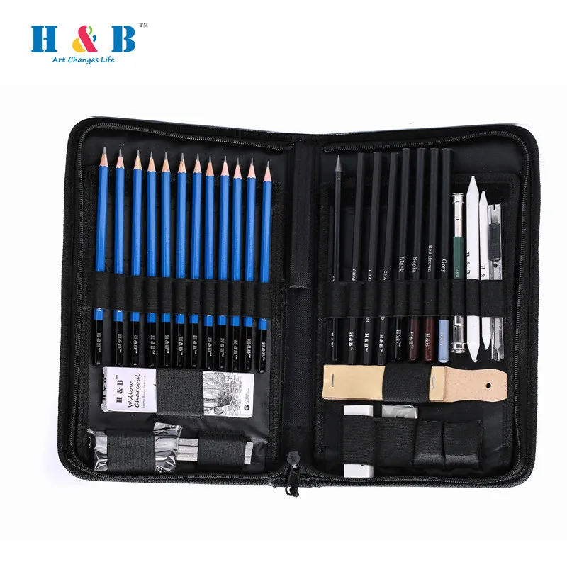 Professional Drawing Kit Complete Sketching Pencil Set 40 Pieces Kit Hb ...