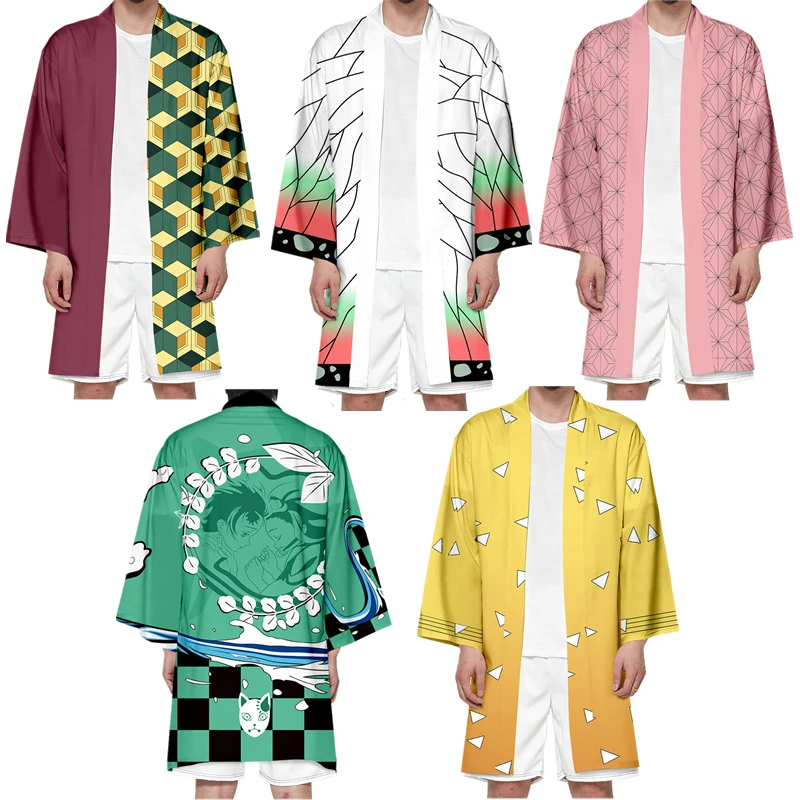 Anime Demon Slayer Kimetsu No Yaiba Haori Kimono Cosplay Costume ...