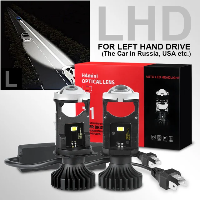 T2 H4 Mini Projector Led Lens LED T1 H4 LED Lights High Low Beam Car ...