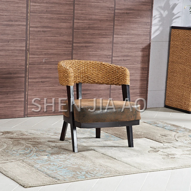 Silla de mimbre tejida a mano para sala de estar, sillón de mimbre para ...