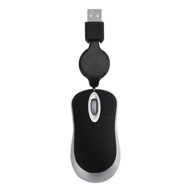 Optical Mini Retractable Mouse Portable Mini USB Wired Mouse Ergonomics ...