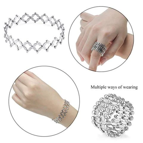 Magic 2-in-1 Folding Retractable Ring Bracelet Stainless Steel ...