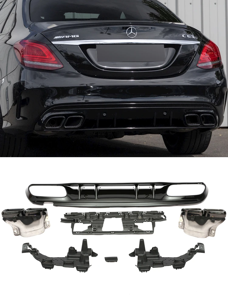 C63 C43 Rear Diffuser With Exhaust Endtips For Mercedes Benz C Class ...