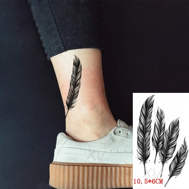 Black Feather Tattoo Foot