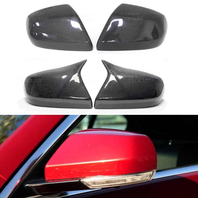 For Cadillac ATS Carbon Fiber Rear Caps Mirror Cover Replacement&Add On ...
