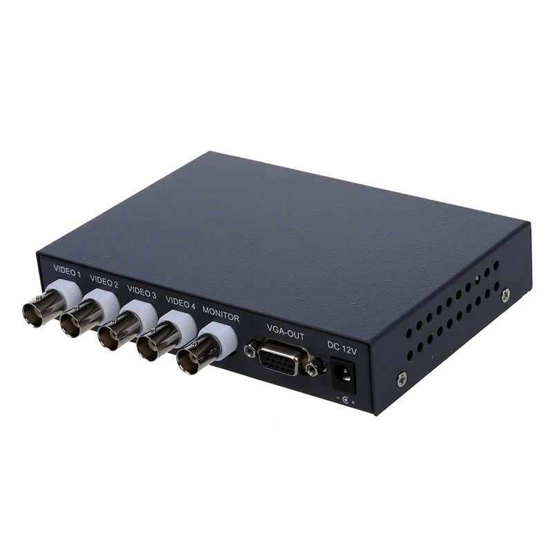 VGA 4CH Color CCTV Security Camera Video Quad Processor Splitter Remote ...